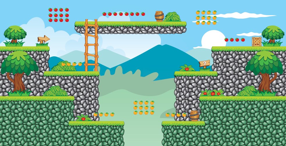 Platform Game Tileset Royalty Free Vector Image