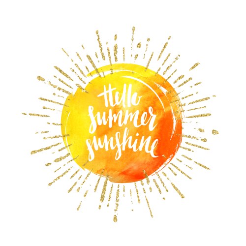 Watercolor summer sun background Royalty Free Vector Image