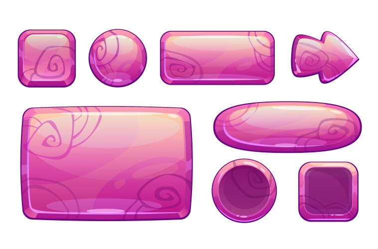 Cartoon stone game ui assets set isolated Vector Image
