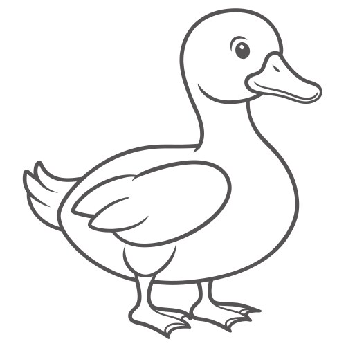 Cute baby duck outline drawing Royalty Free Vector Image