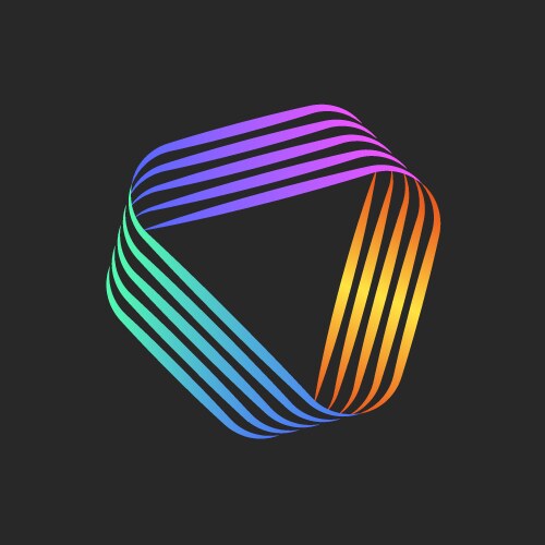 Infinity logo 3d geometric shape bright gradient Vector Image