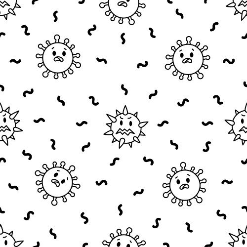 Viruses kawaii seamless pattern coloring page Vector Image