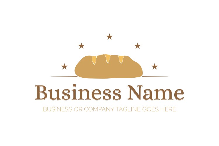 Gold modern minimal bakery logo with bread loaf Vector Image