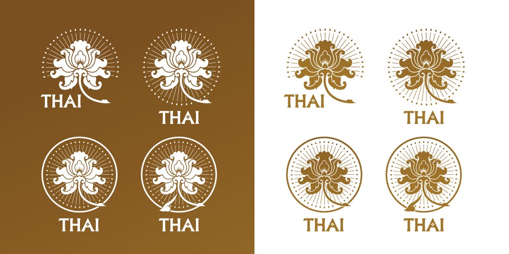 Flat design thai art pattern icon set Royalty Free Vector