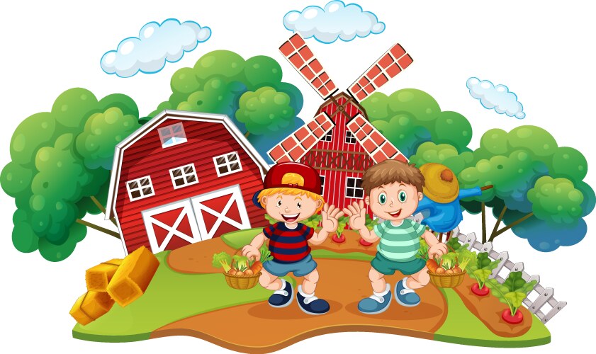 Farm kid Royalty Free Vector Image - VectorStock