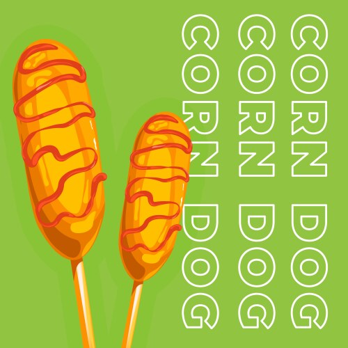 Baked or boiled corn on wooden stick food Vector Image