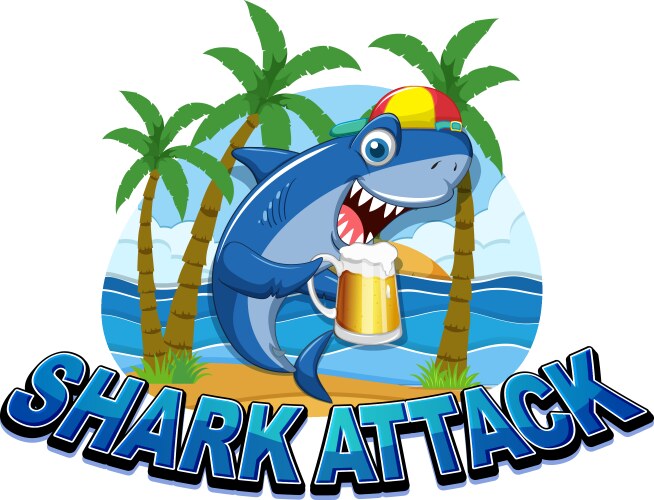 Shark attack icon with cute cartoon Royalty Free Vector