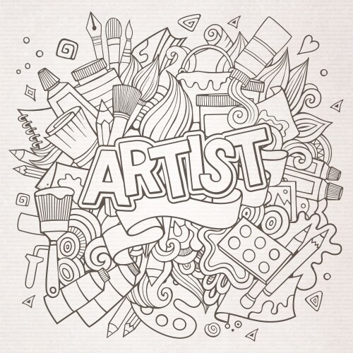 Art hand lettering and doodles elements Royalty Free Vector