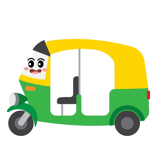Trishaw transportation cartoon character side view