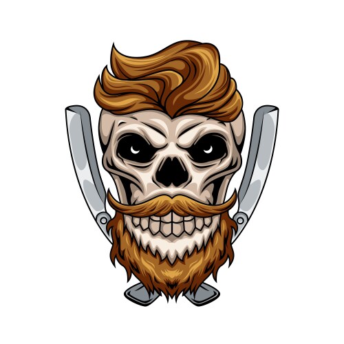 Hipster skull beard and mustaches barber icon Vector Image