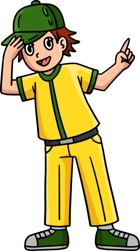 Boy pitching baseball colored cartoon Royalty Free Vector