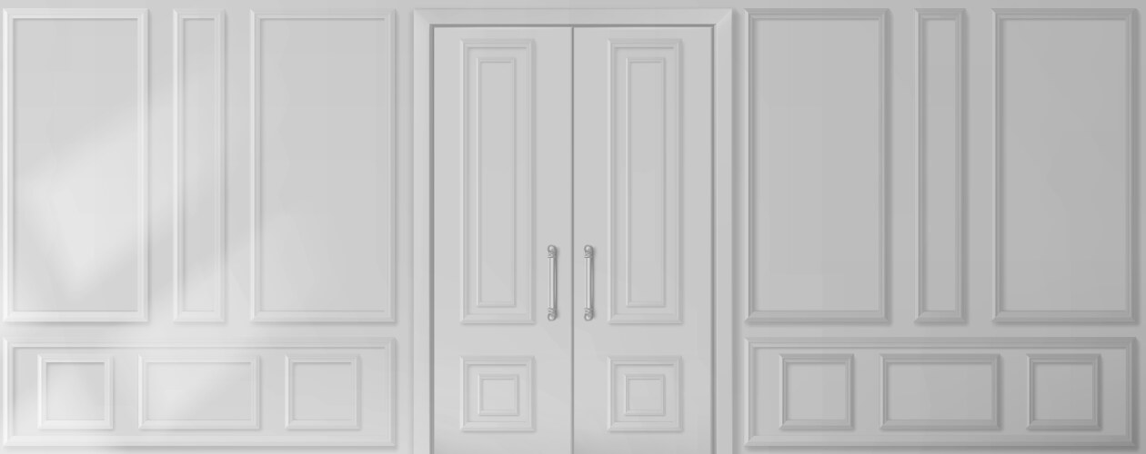 Room interior with white classic wall panel Vector Image