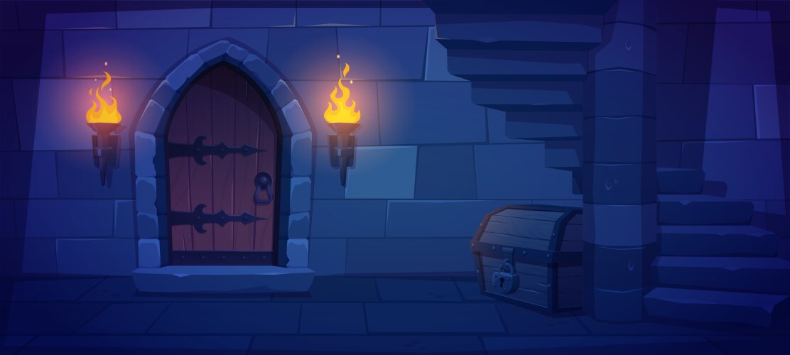 Dungeon doors cartoon composition Royalty Free Vector Image