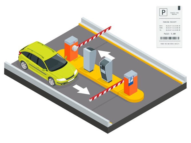 Transport parking isometric composition Royalty Free Vector