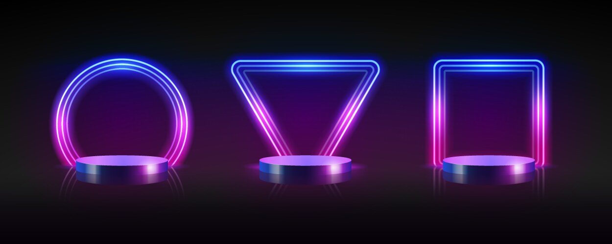Gradient neon frames with smoke pink yellow led Vector Image