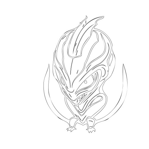 Alien monster outline sketch Royalty Free Vector Image
