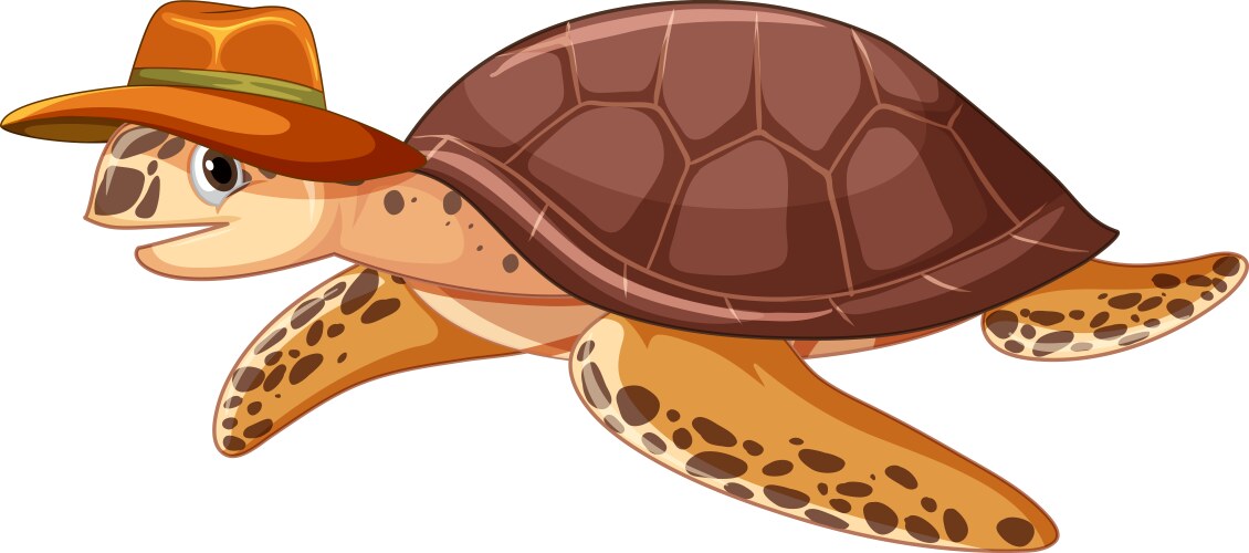 Cartoon sea turtle isolated on white background Vector Image