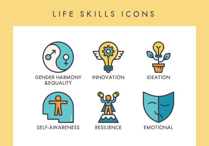 Life skills concept icons Royalty Free Vector Image