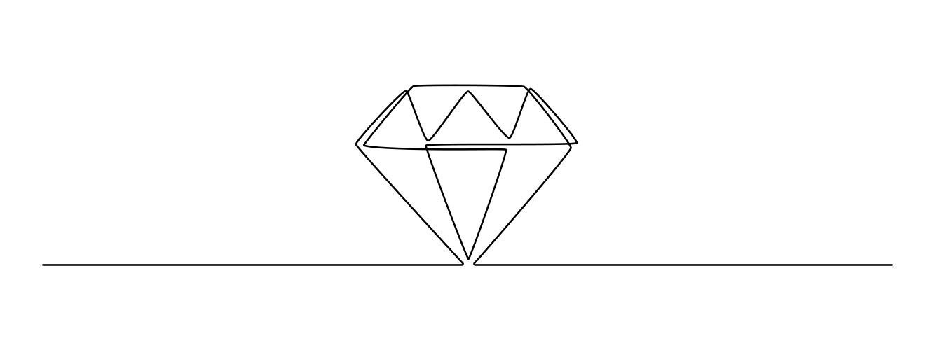 One continuous line drawing of diamond crystal Vector Image