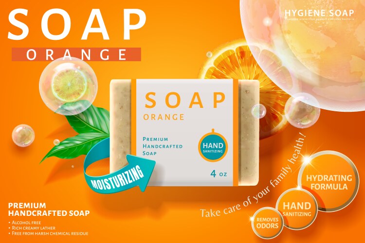 Herbal bar soap ad template Royalty Free Vector Image