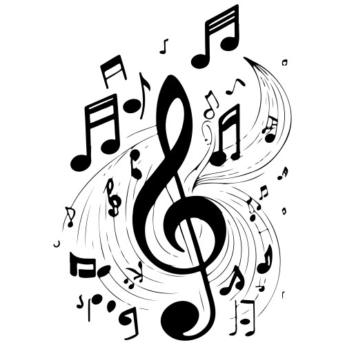 Cartoon music note black hand drawn line Vector Image