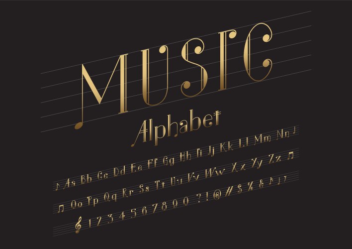 Music font Royalty Free Vector Image - VectorStock
