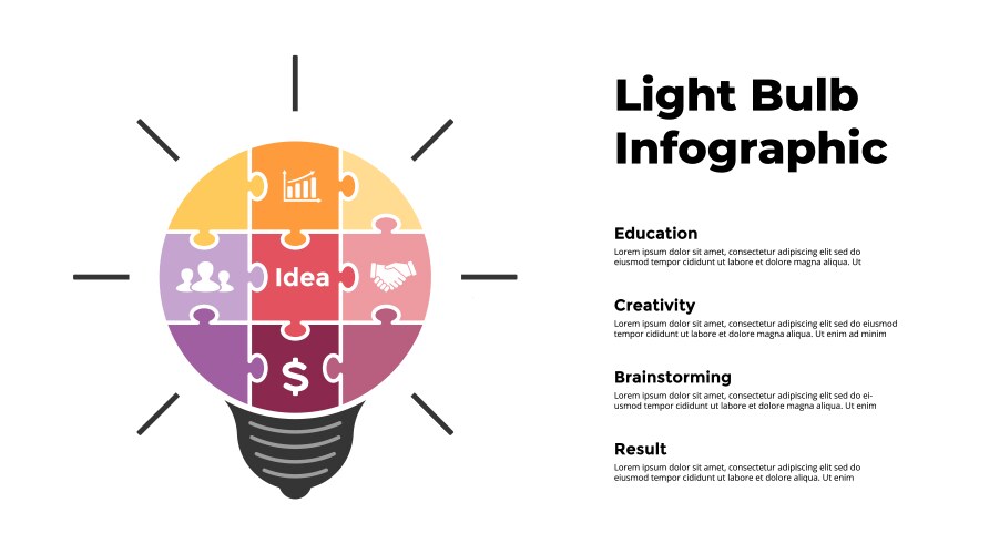 Puzzle light bulb infographic generating new Vector Image