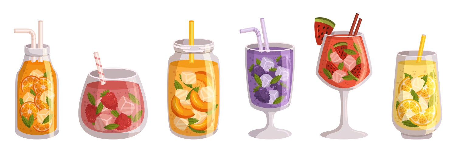 Popular summer drinks cartoon style Royalty Free Vector