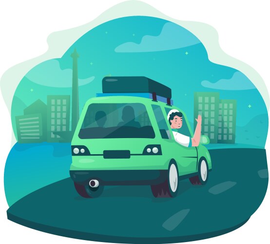 Islamic eid mubarak with mudik tradition Vector Image