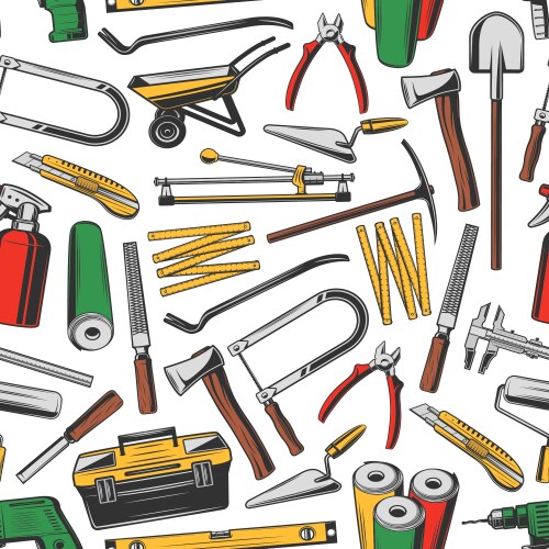 Work tools pattern hammer screwdriver spanner Vector Image