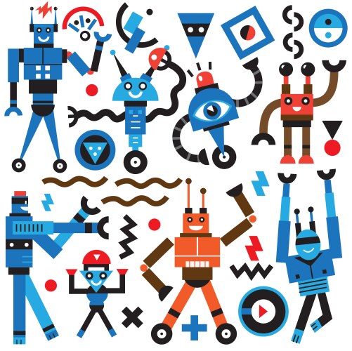Robot tech elements Royalty Free Vector Image - VectorStock