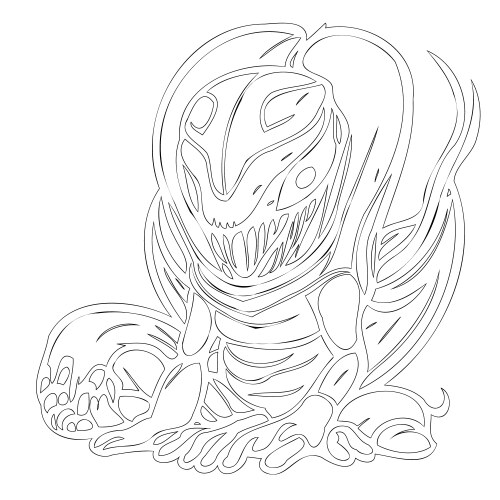 Alien monster outline sketch Royalty Free Vector Image