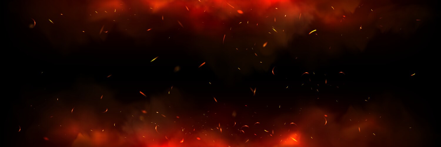 Red fire and smoke overlay with flame spark glow Vector Image
