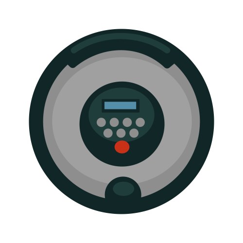 Drawing red robotic vacuum cleaner Royalty Free Vector Image