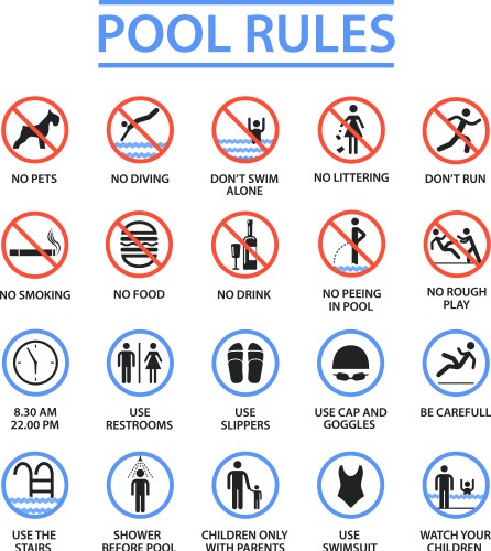 Pool Safety Rules Poster Royalty Free Vector Image