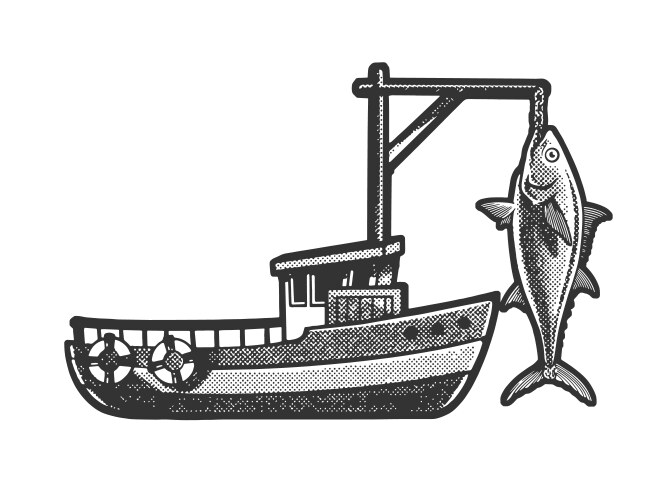 Fisherman boat fishing sketch Royalty Free Vector Image