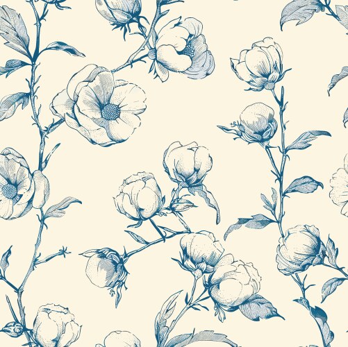 Hand drawn pattern vintage kitchen toile de jouy 9