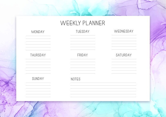Weekly planner Royalty Free Vector Image - VectorStock