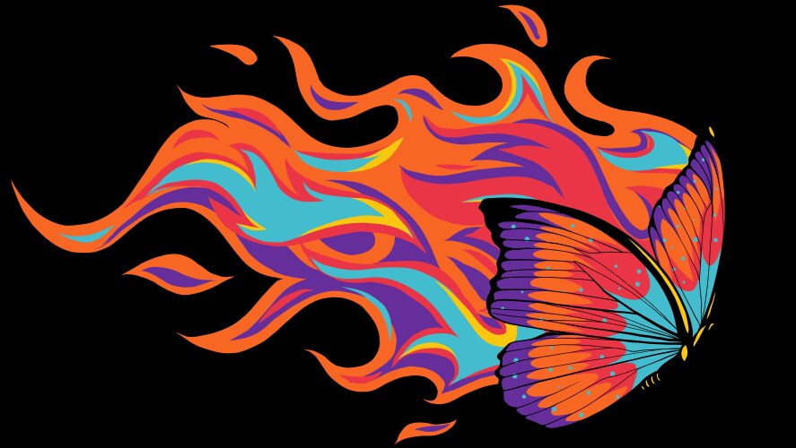 Flying fire butterfly Royalty Free Vector Image