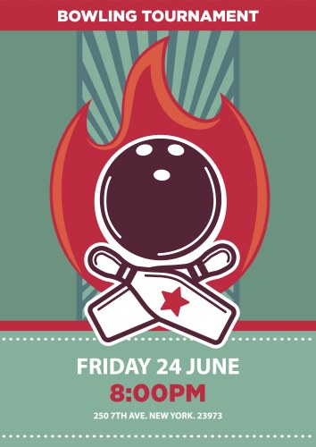 Bowling tournament design template Royalty Free Vector Image