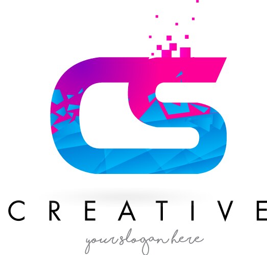 Cs c s swoosh letter logo design with modern Vector Image