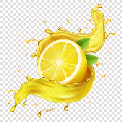 Lemon fruit juice splash realistic Royalty Free Vector Image