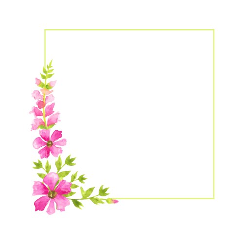 Flowers square frame card template with blooming Vector Image