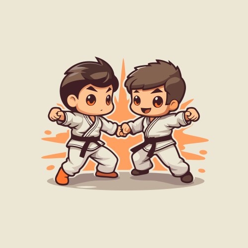 Cartoon karate kids Royalty Free Vector Image - VectorStock