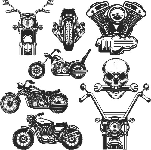 Set of piston icons and design elements for logo Vector Image