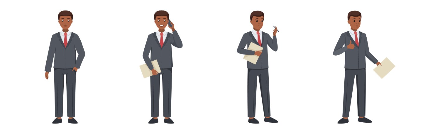 Office man character in suit and red tie Vector Image