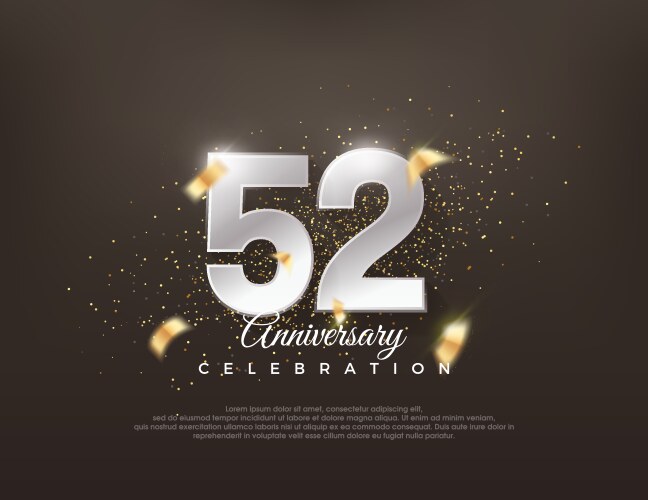 52nd anniversary number luxury gold background Vector Image