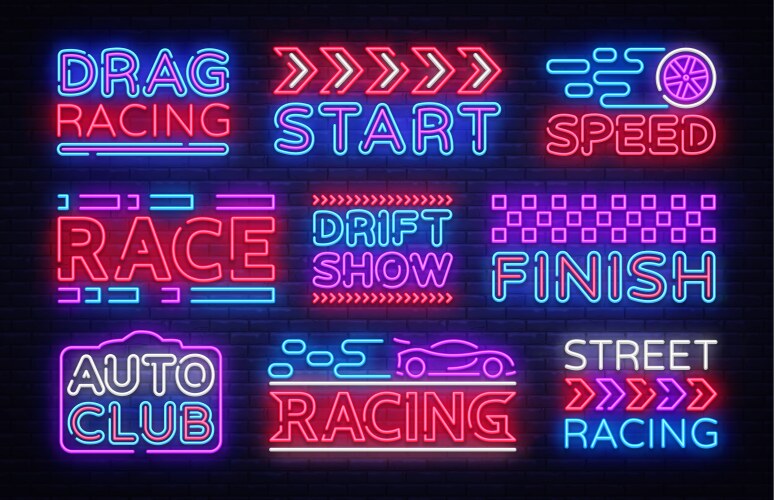 Street racing set stickers colorful Royalty Free Vector