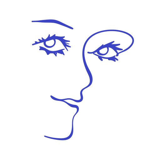 Continuous one line drawing abstract face seamless