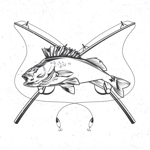 Fishing rods crossed Royalty Free Vector Image